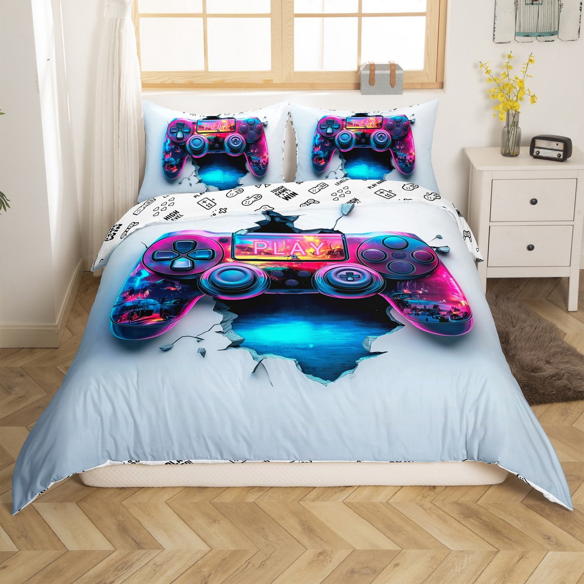 Erosebridal Gamepads Duvet Cover Full,Video Game Bedding Full Size ...
