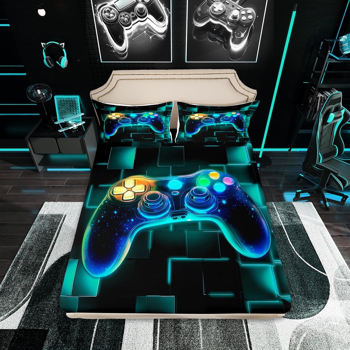 Erosebridal Gamer Bed Sheets Set Full,Gaming Sheet Set For Kids,Video ...