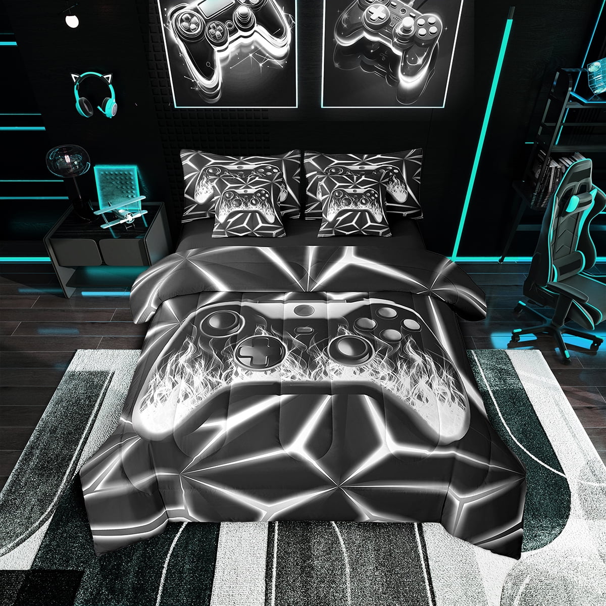 Erosebridal Gamer Bed in a Bag Twin size 7pcs , Geometric Comforter ...