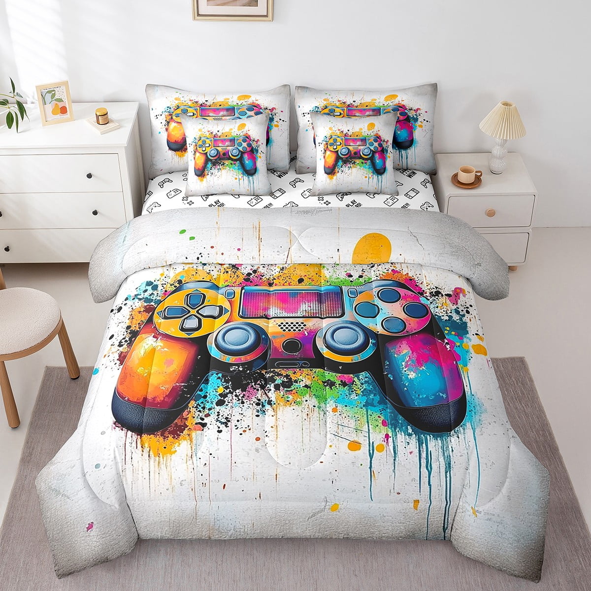 Erosebridal Gamer Bedding Set Full Size Game Controller Comforter Set ...