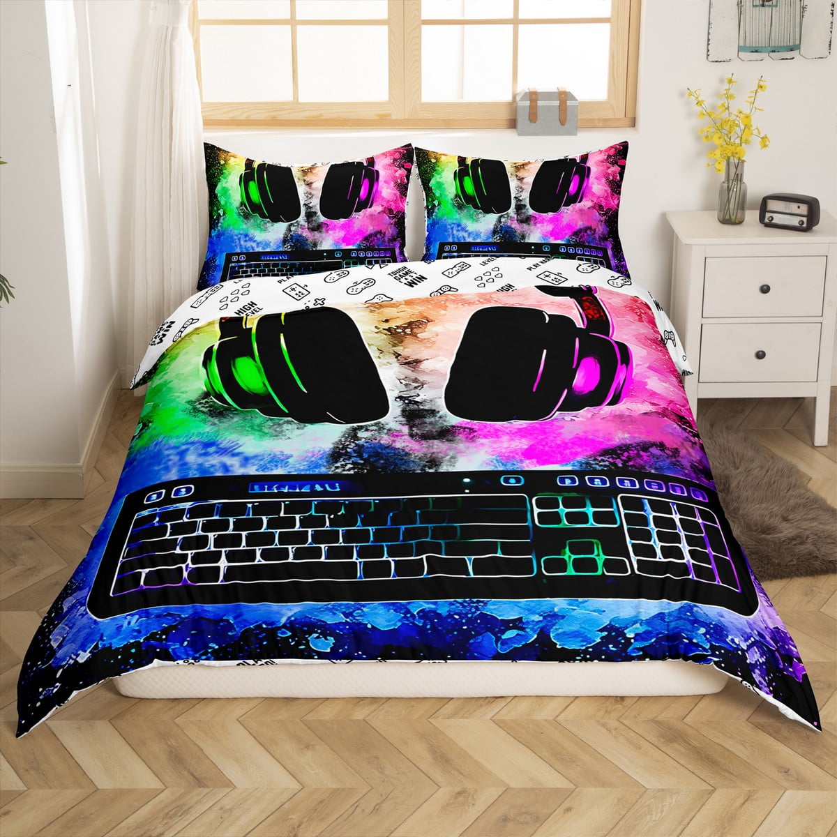 Erosebridal Gamer Bedding Set King Size Gaming Comforter Cover Set for ...