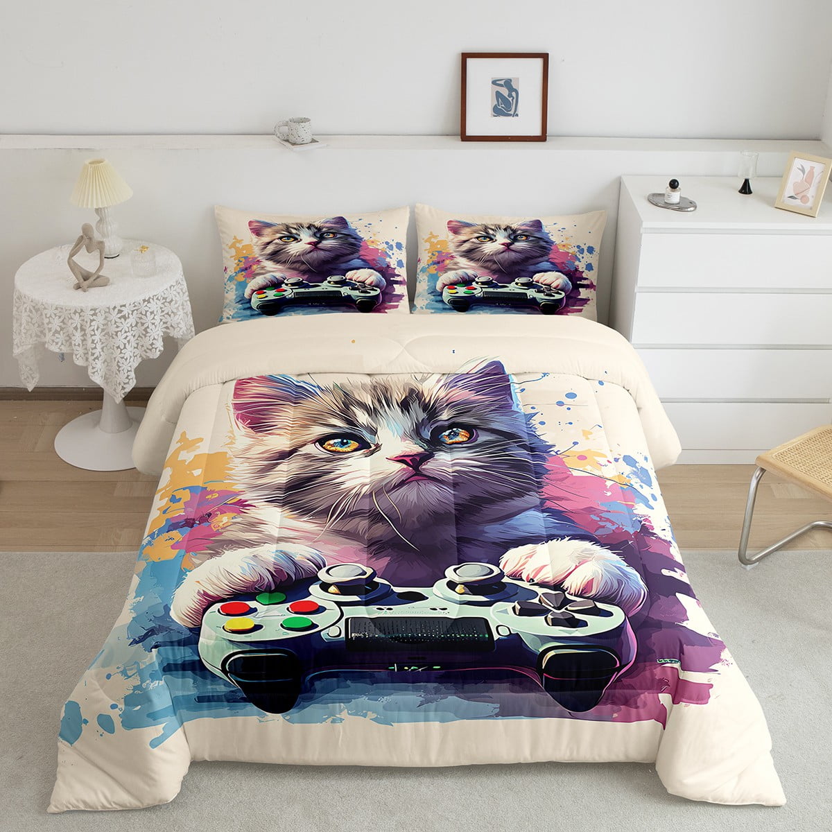 Erosebridal Gamer Comforter Set King Size Gaming Comforter Teens Modern ...