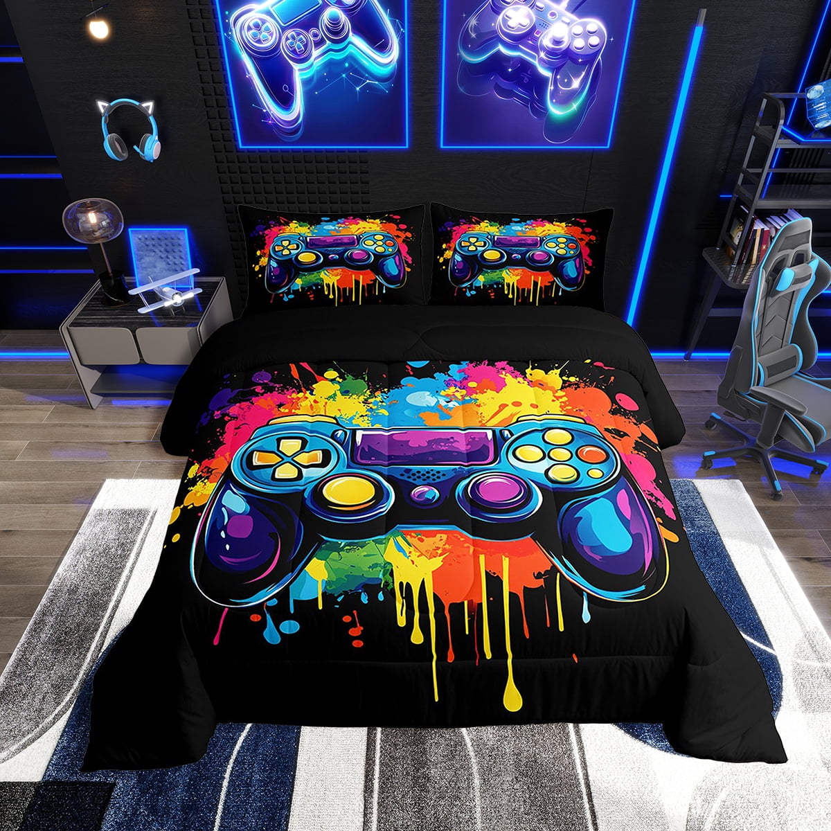 Erosebridal Gamer Comforter Set King Size Gaming Comforter Teens Modern ...