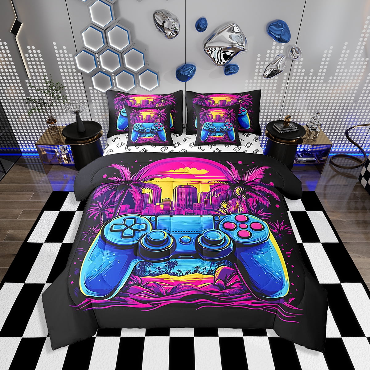 Erosebridal Gamer Comforter Set with Sheets Queen Size Gaming Bed in a ...