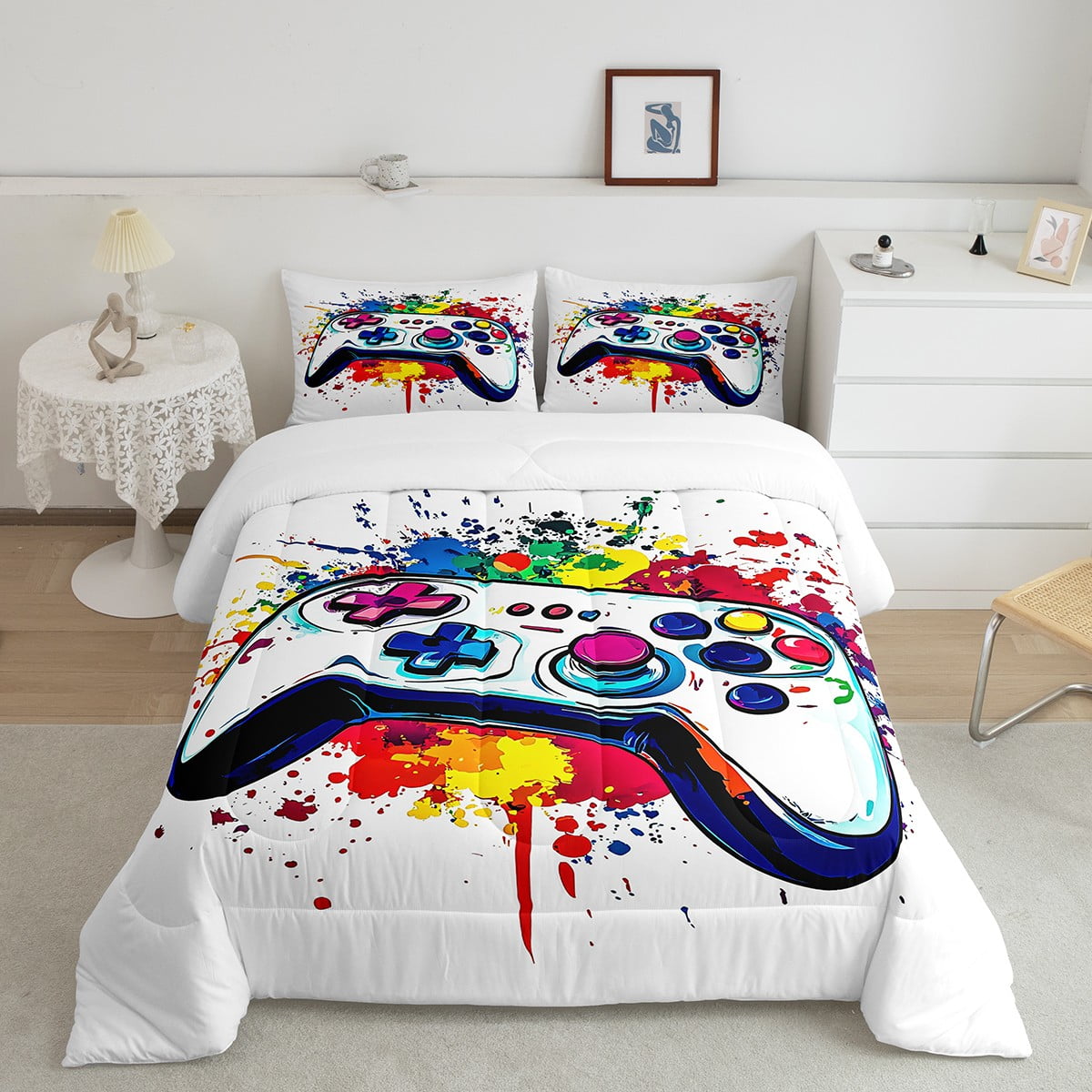 Erosebridal Gamer Comforter Set Twin Size Gaming Comforter Teens Modern ...