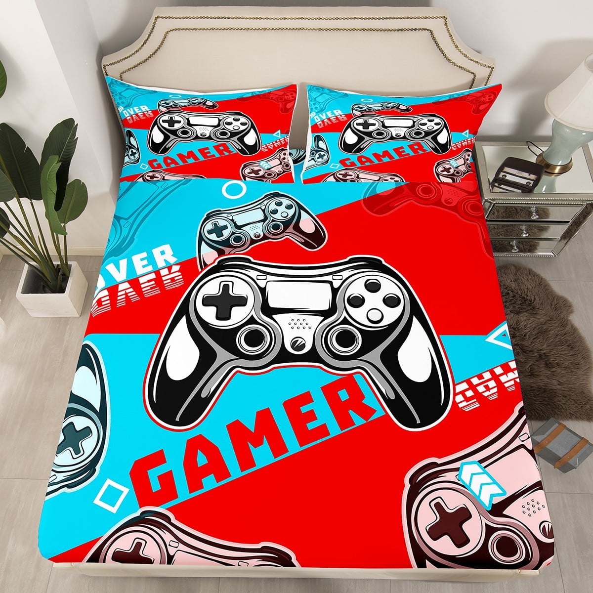 Erosebridal Gamer Fitted Sheet Teens,Video Game Bedding Set Twin Size ...