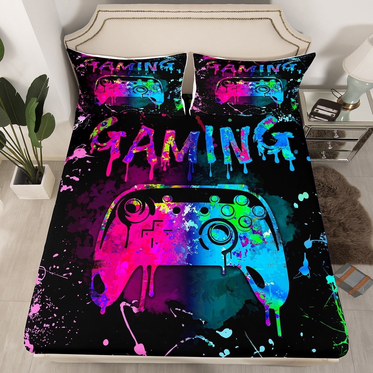 Erosebridal Gamer Fitted Sheet Twin Size,Gaming Bedding Sets Teens ...