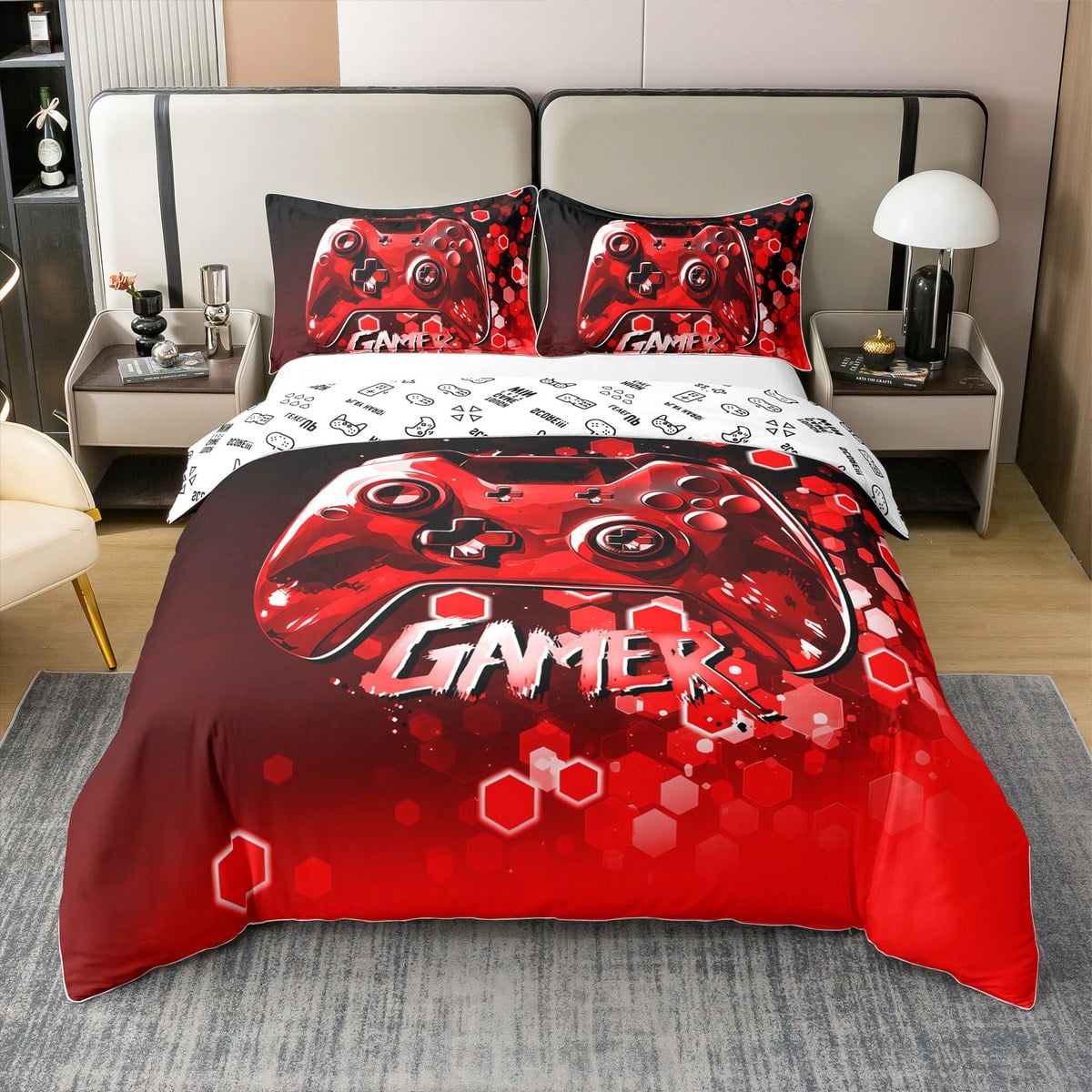 Erosebridal Gamer Gamepads 100% Cotton Comforter Cover Full,Video Game ...