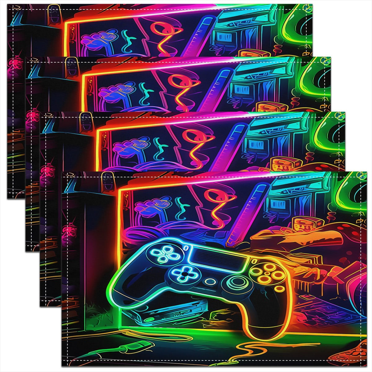 Erosebridal Gamer Placemats Set of 4 18"x12" Gaming Placemat for ...