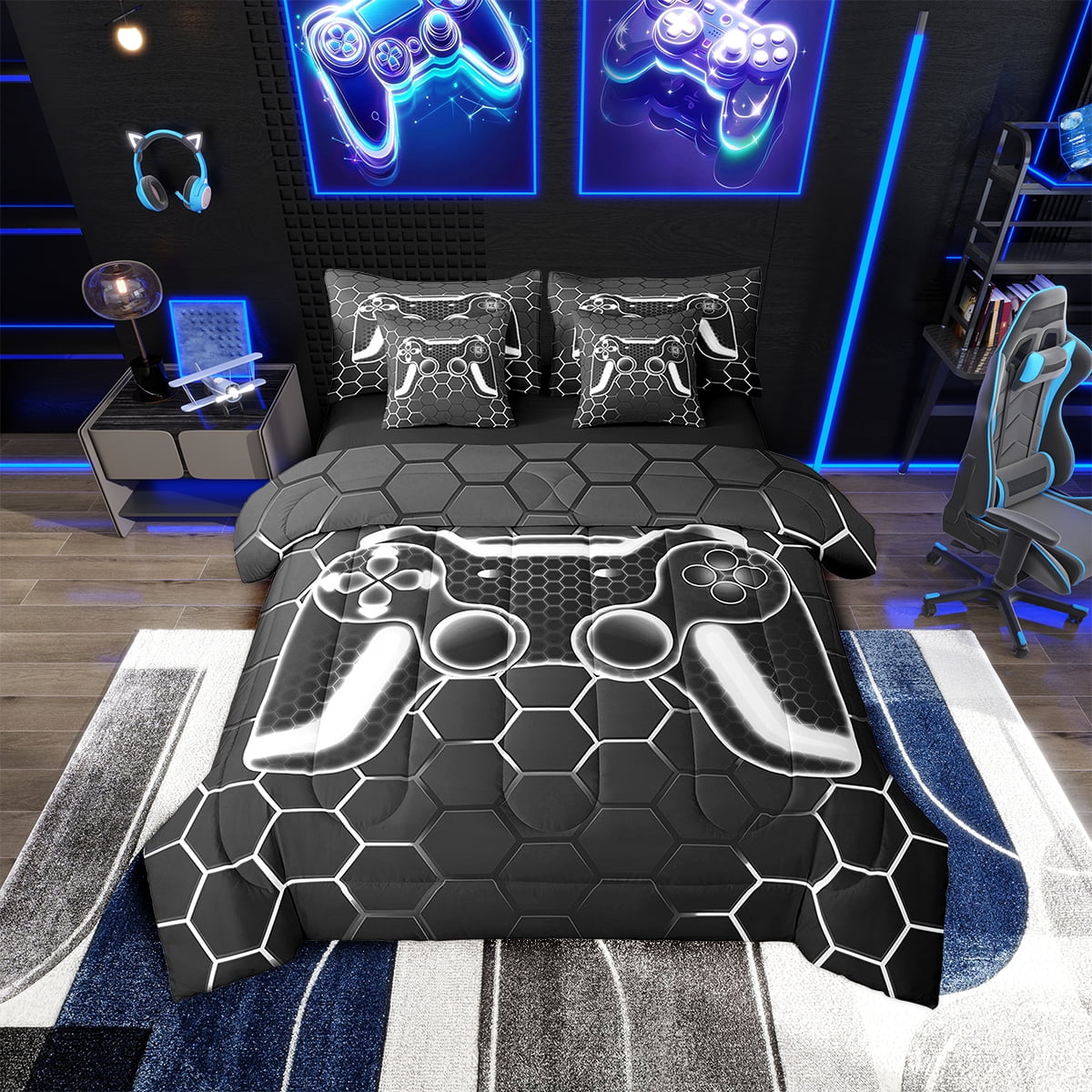 Erosebridal Gamer Queen Comforter Set With Sheets 7 Piece,Gaming ...