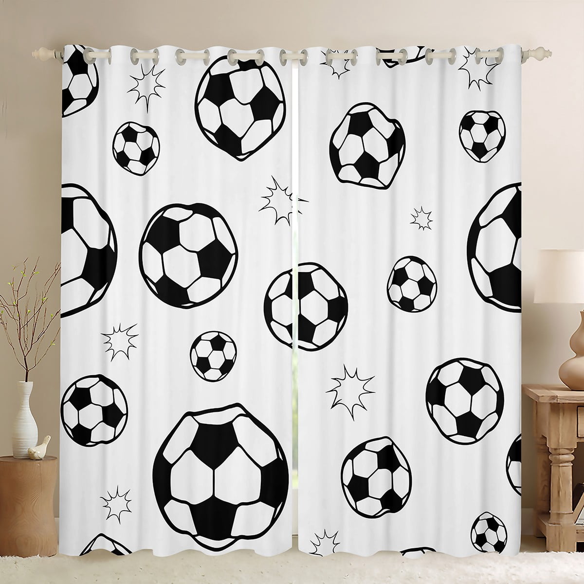 Erosebridal Gamer Soccer Curtains for Living Room,Sport Theme Curtains ...