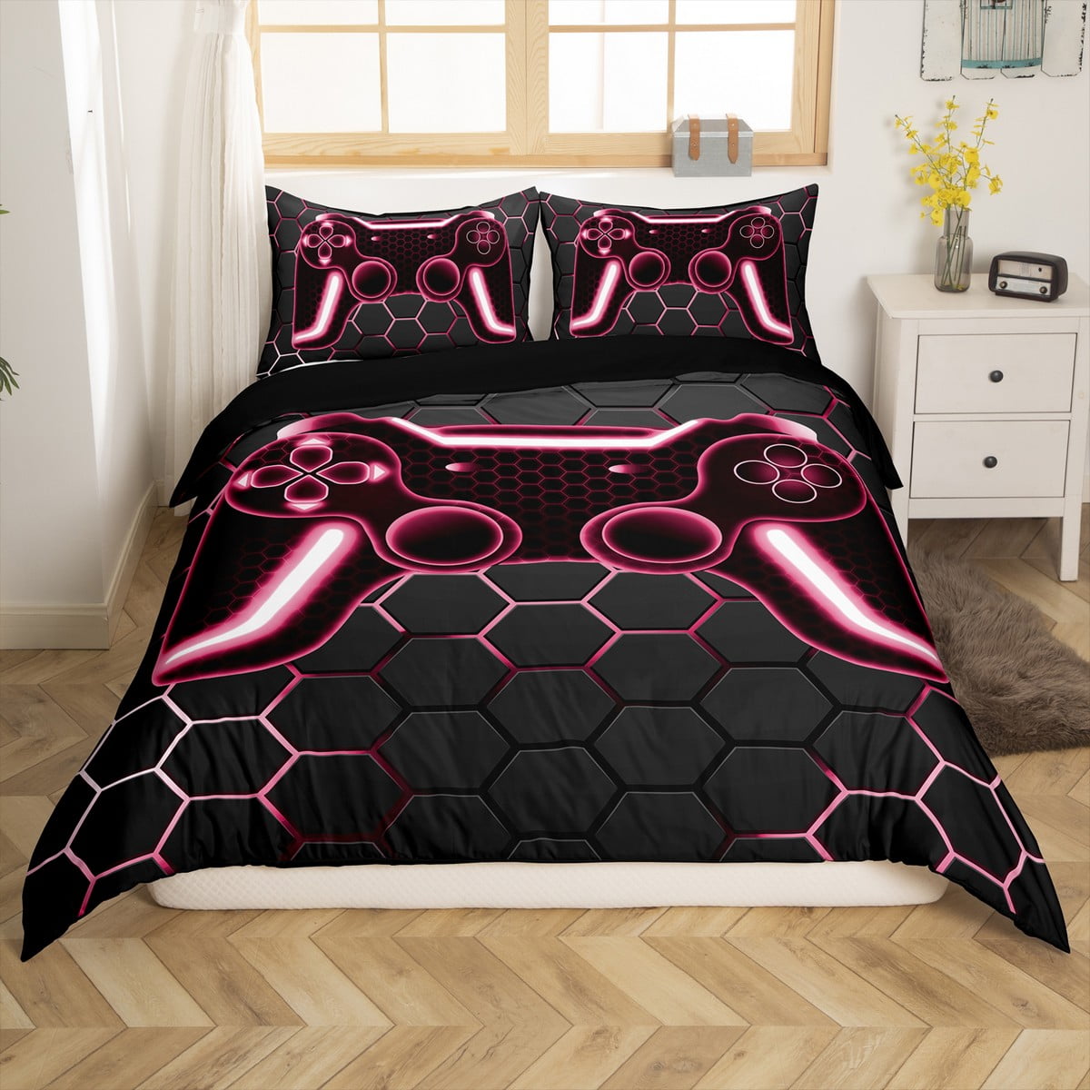Erosebridal Gamer Twin Bedding Sets Gamer Comforter Cover Black And ...