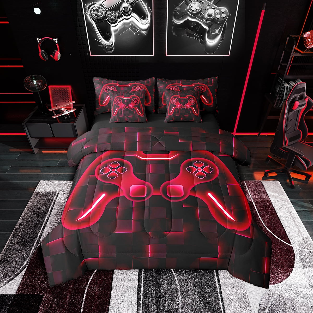 Erosebridal Gaming Bed in a Bag King size 7pcs Men, Video Game ...