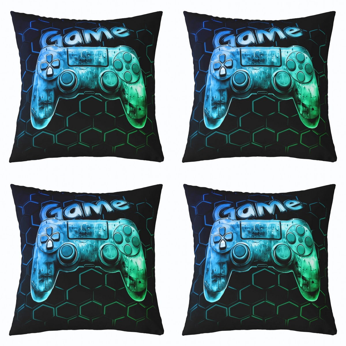 Erosebridal Gaming Cushion Covers for Sofa Set of 4, Gradient Gamepad ...