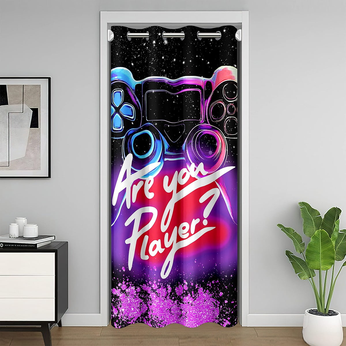 Erosebridal Gaming Gamepad Door Curtain For Doorways 59x80, Sequin ...