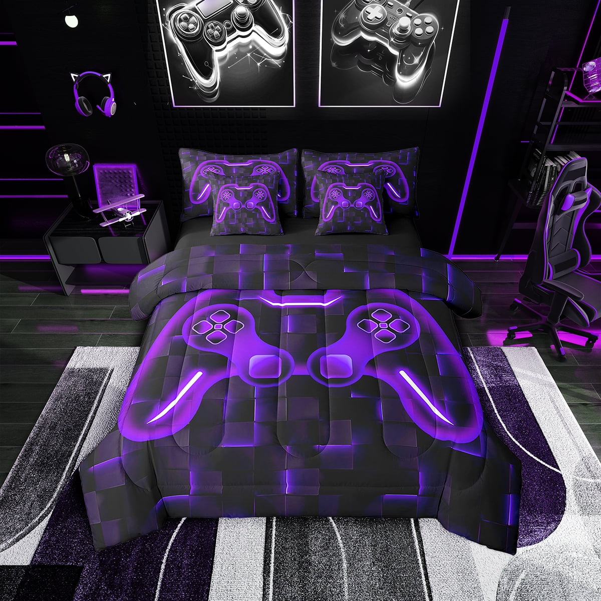 Erosebridal Gaming Gamer Bedding Sets Twin Size 7 Pieces for Teen ...
