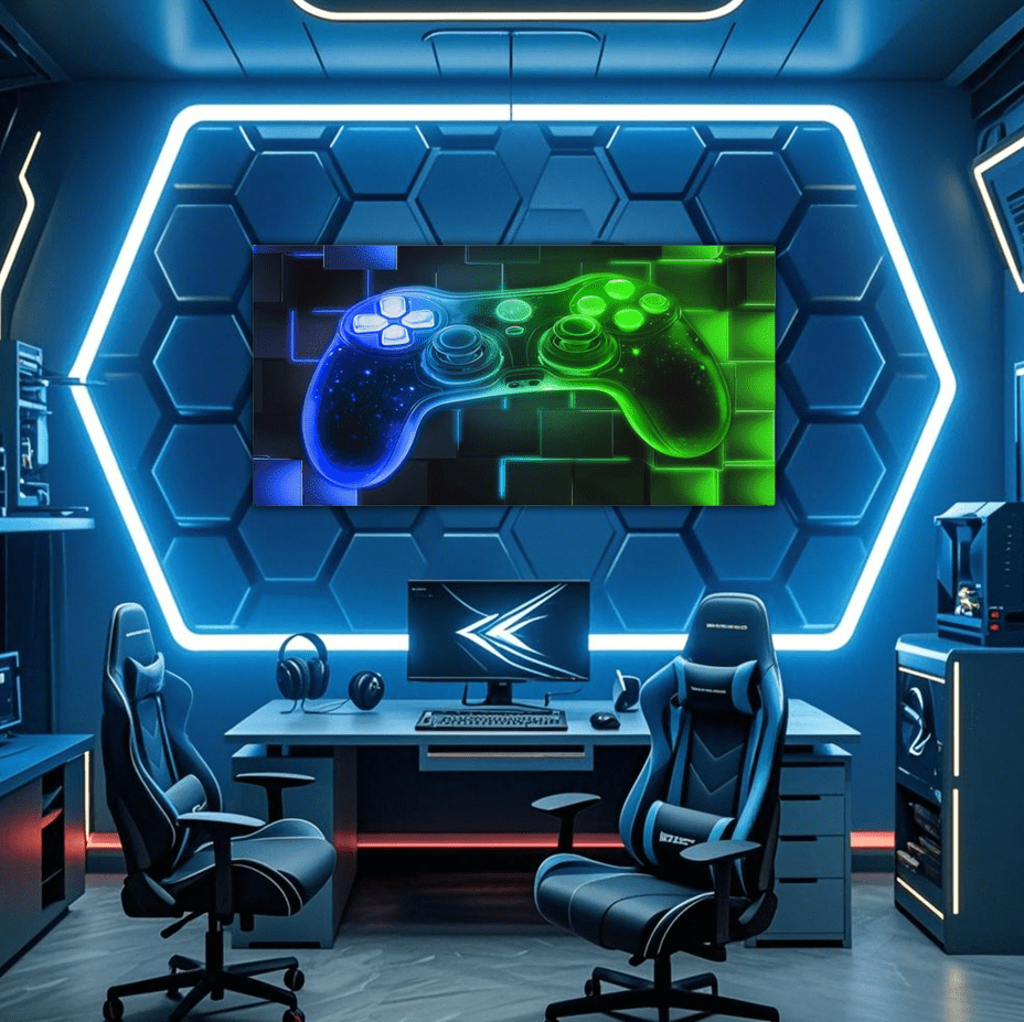 Erosebridal Gaming Gamer Canvas Wall Art Living Room, Futuristic Cubes ...