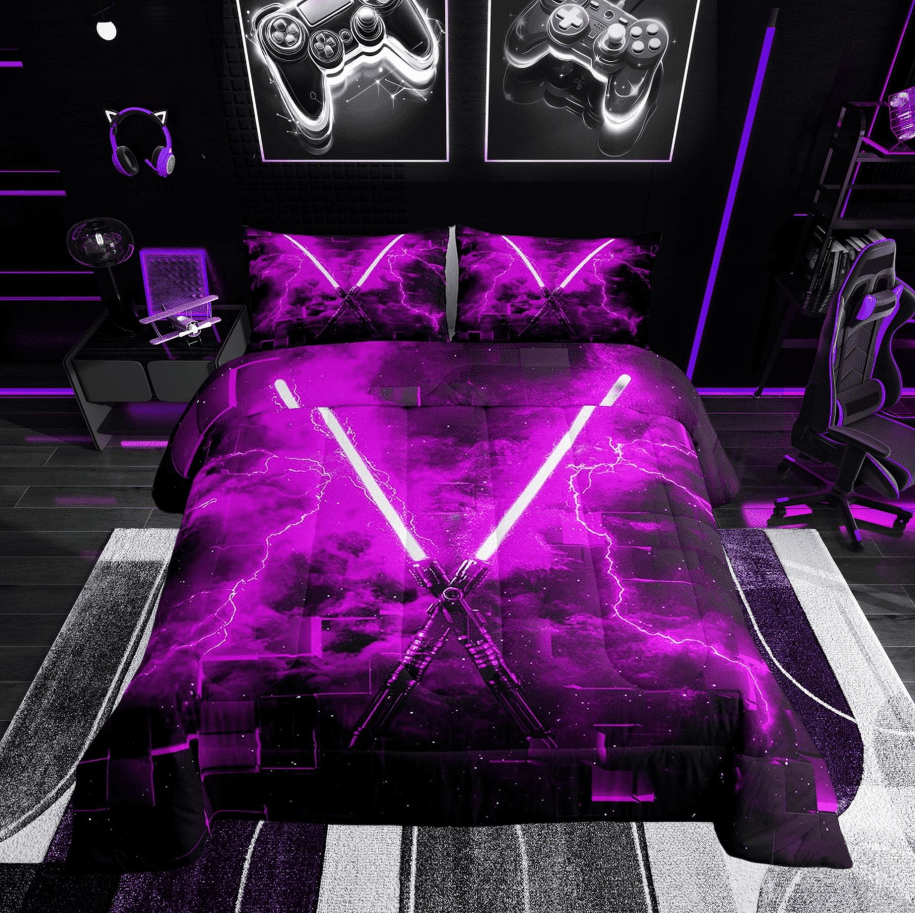 Erosebridal Gaming Lightsaber Bedding Sets Queen with Comforter, Neon ...