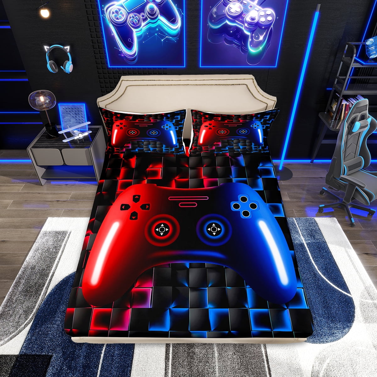 Erosebridal Gaming Sheet Set s,Twin Bedding Set 3D Gamer Geometric Bed ...