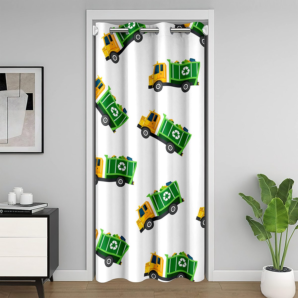 Erosebridal Garbage Truck Door Curtain Panel 34x80, Cartoon Car Room ...