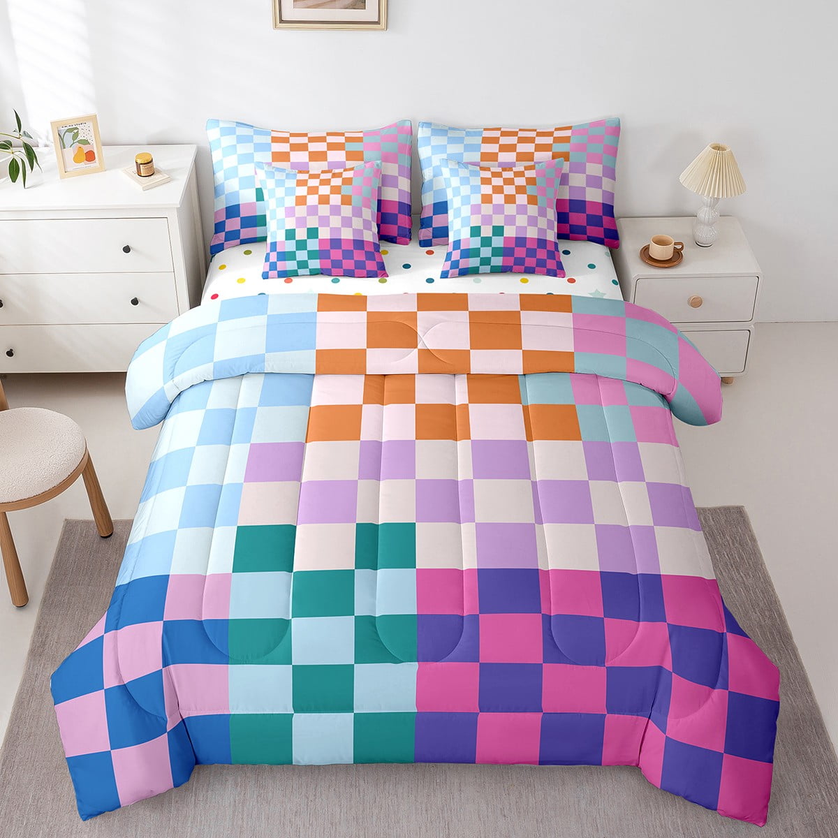 Erosebridal Geometric Buffalo Bedding Sets Twin Size,Plaid Checkered ...