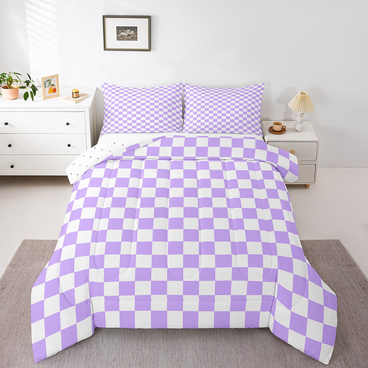 Erosebridal Geometric Buffalo Bedding Twin Comforter Set,Plaid Grid ...