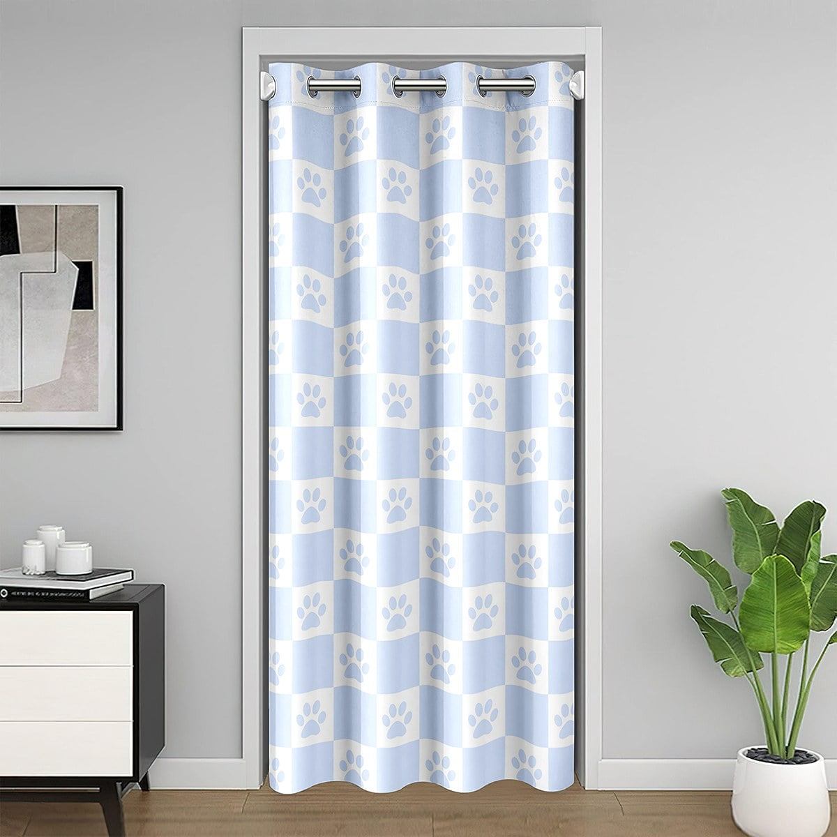 Erosebridal Geometric Buffalo Door Curtain Panel 42x80,Blue White Room ...