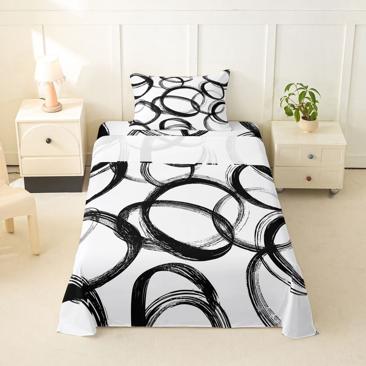 Erosebridal Geometric Circle Pattern Twin Sheet Sets,Modern Stripe ...