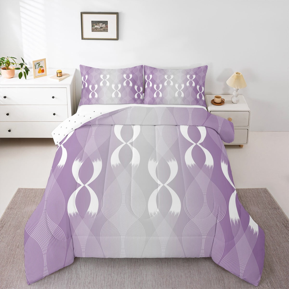 Erosebridal Geometric Pattern Bedding Full Comforter Set,Gold Black ...