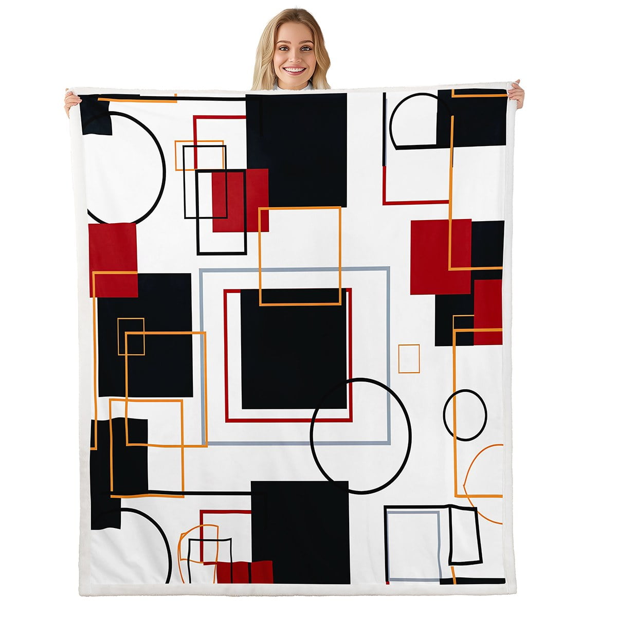 Erosebridal Geometric Sqare Fleece Blanket 40x50, Contemporary Abstract ...
