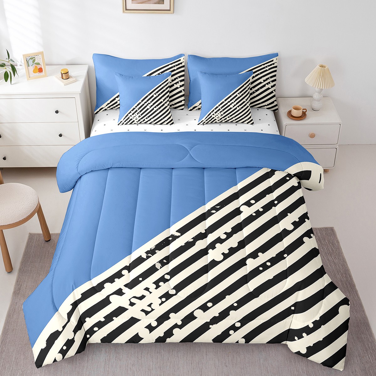 Erosebridal Geometric Triangle Patchwork Bedding Sets Full Size,Modern ...