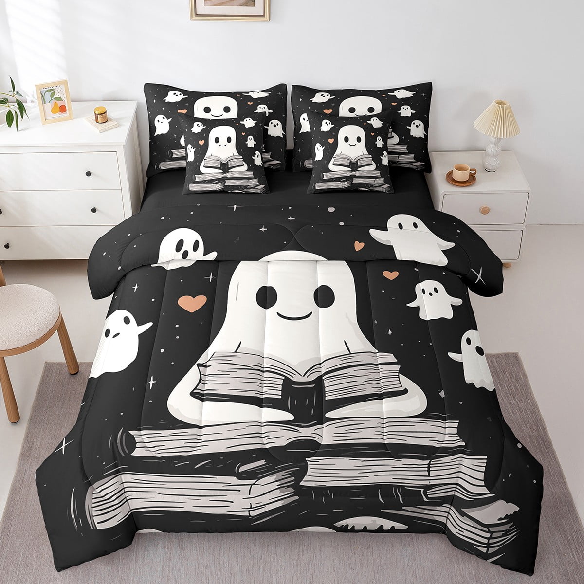 Erosebridal Ghost Bed in a Bag Queen size for Teens, Black White Bed ...