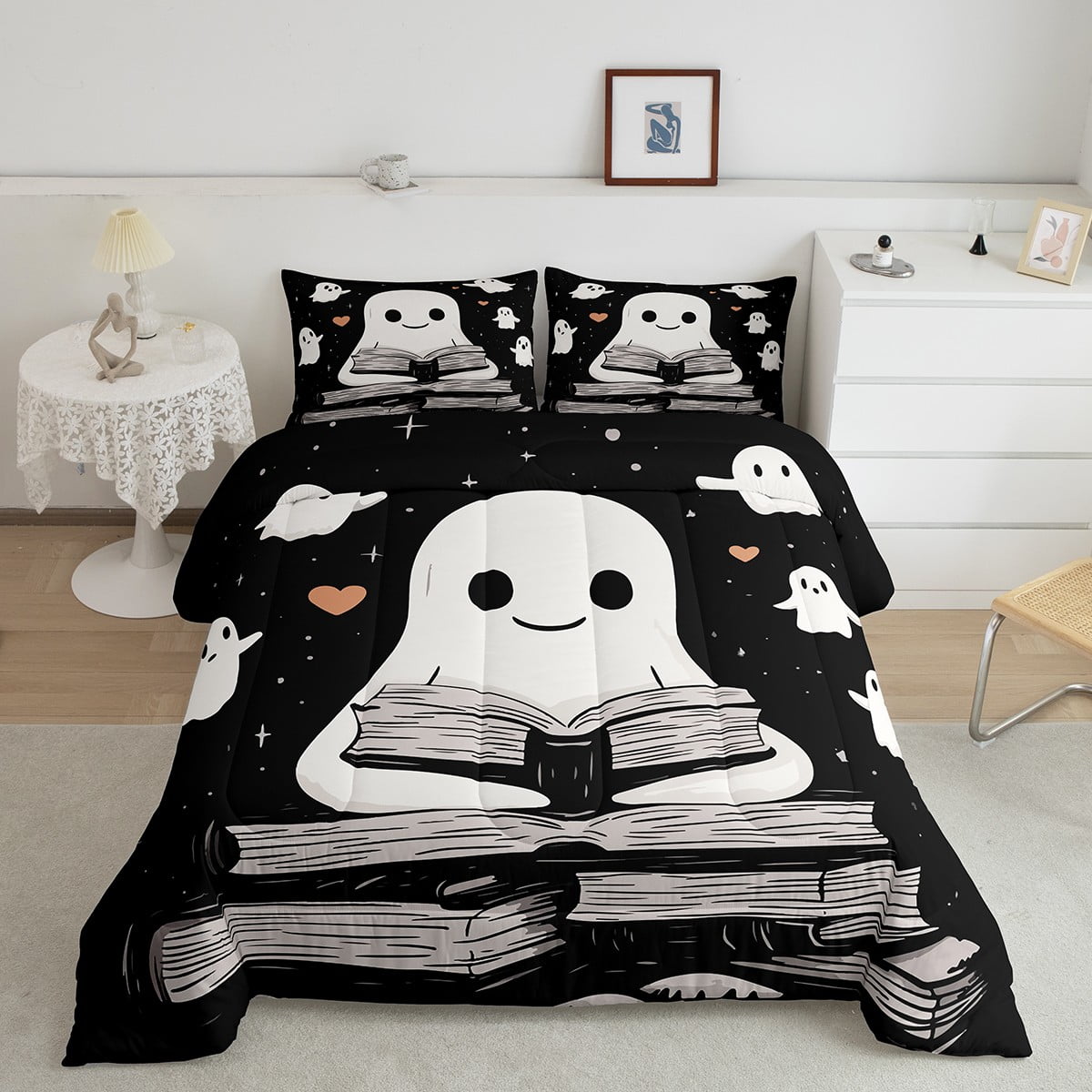 Erosebridal Ghost Bedding Sets Full with Comforter for Teens, Black ...