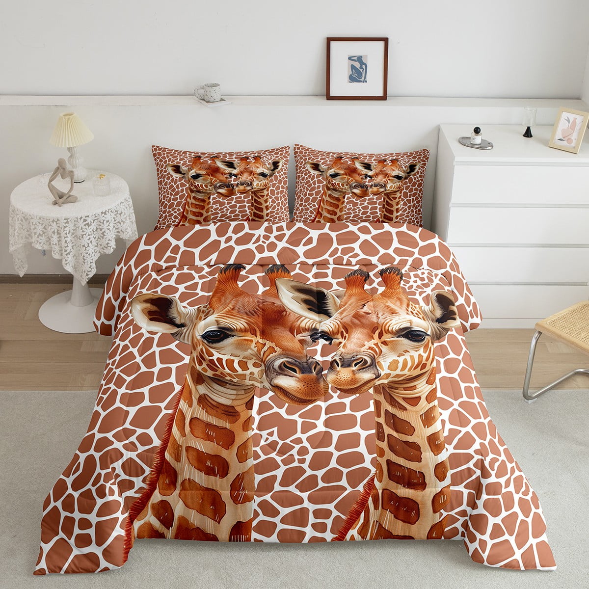Erosebridal Giraffe Print Bedding Full Comforter Set, Woodland Wildlife ...