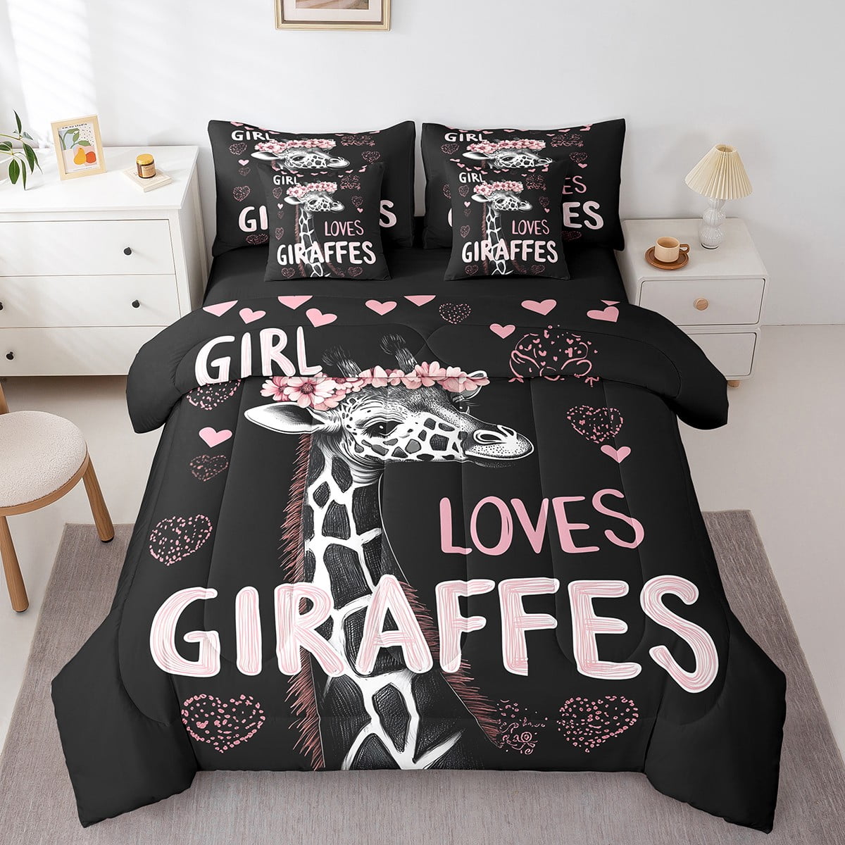 Erosebridal Giraffe Print Bedding Sets Queen Size , Woodland Animal ...