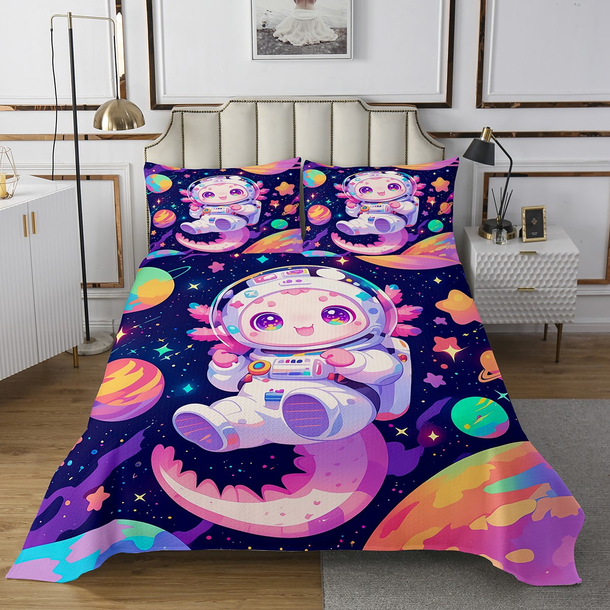Erosebridal Girls Animal Axolotl Quilt Sets for Queen Size Bed,Cartoon ...