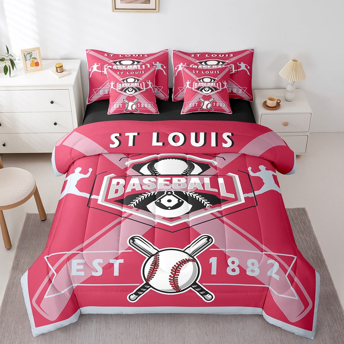Erosebridal Baseball Player Comforter Set Twin Size 7 Piece Bed in A ...