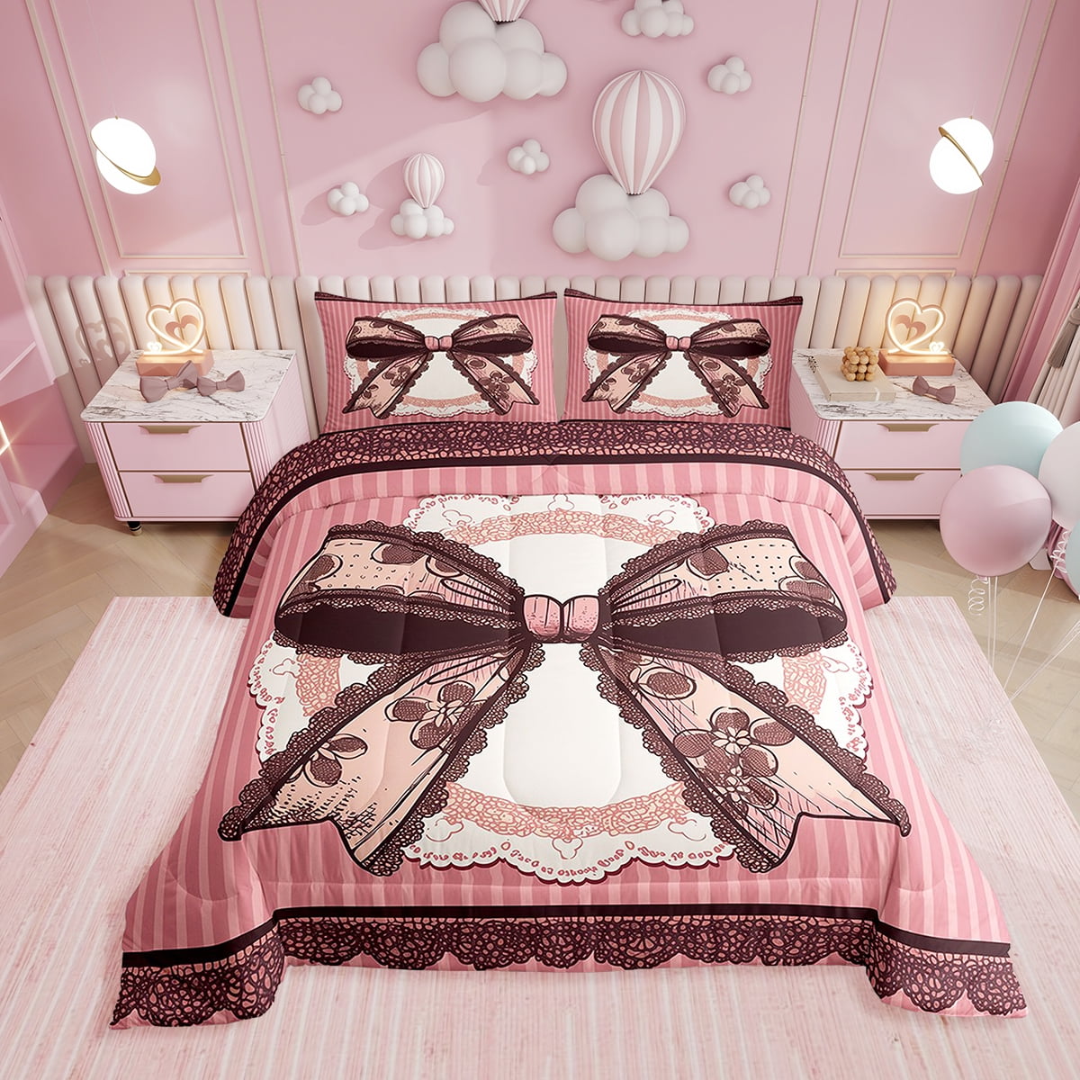 Erosebridal Girls Bow-tie Comforter Sets Toddler Size, Vintage Princess ...