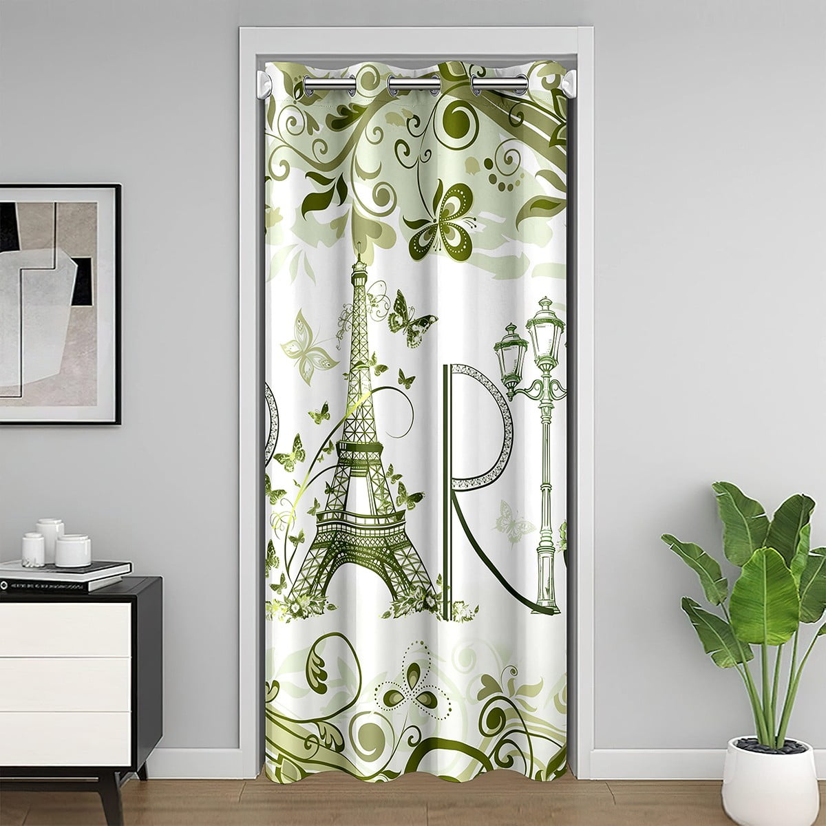 Erosebridal Butterfly Flower Door Curtain For Door Window 34x80,Paris ...