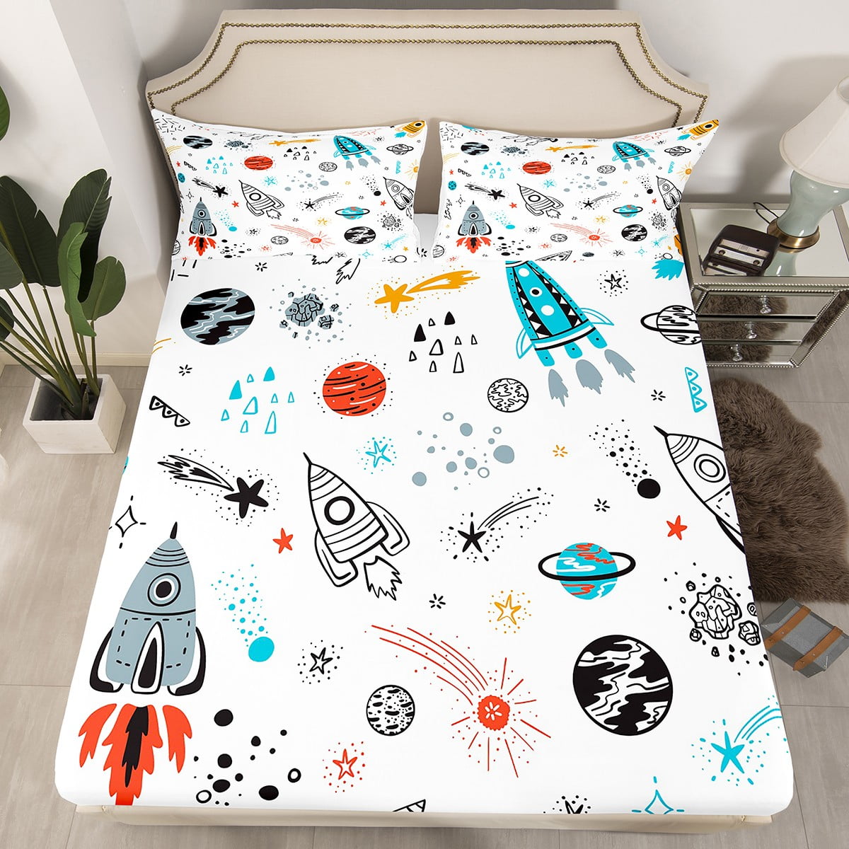 Erosebridal Galaxy Fitted Sheet Twin Outer Space Bed Sheets Universe ...
