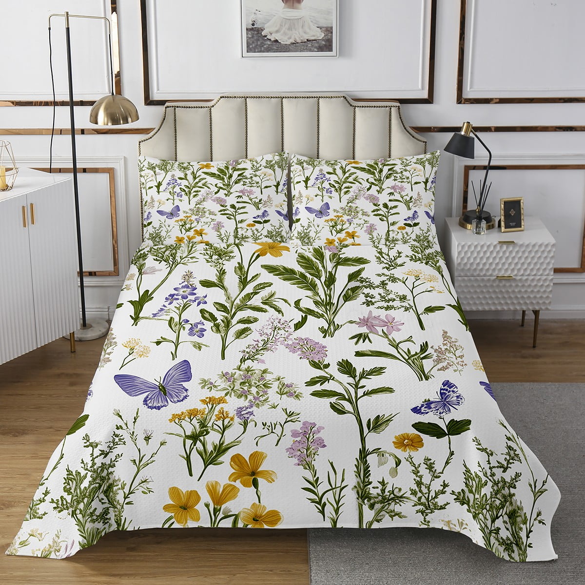 Erosebridal Pink Floral Bedspread Sets Twin Size, Spring Garden Bed ...