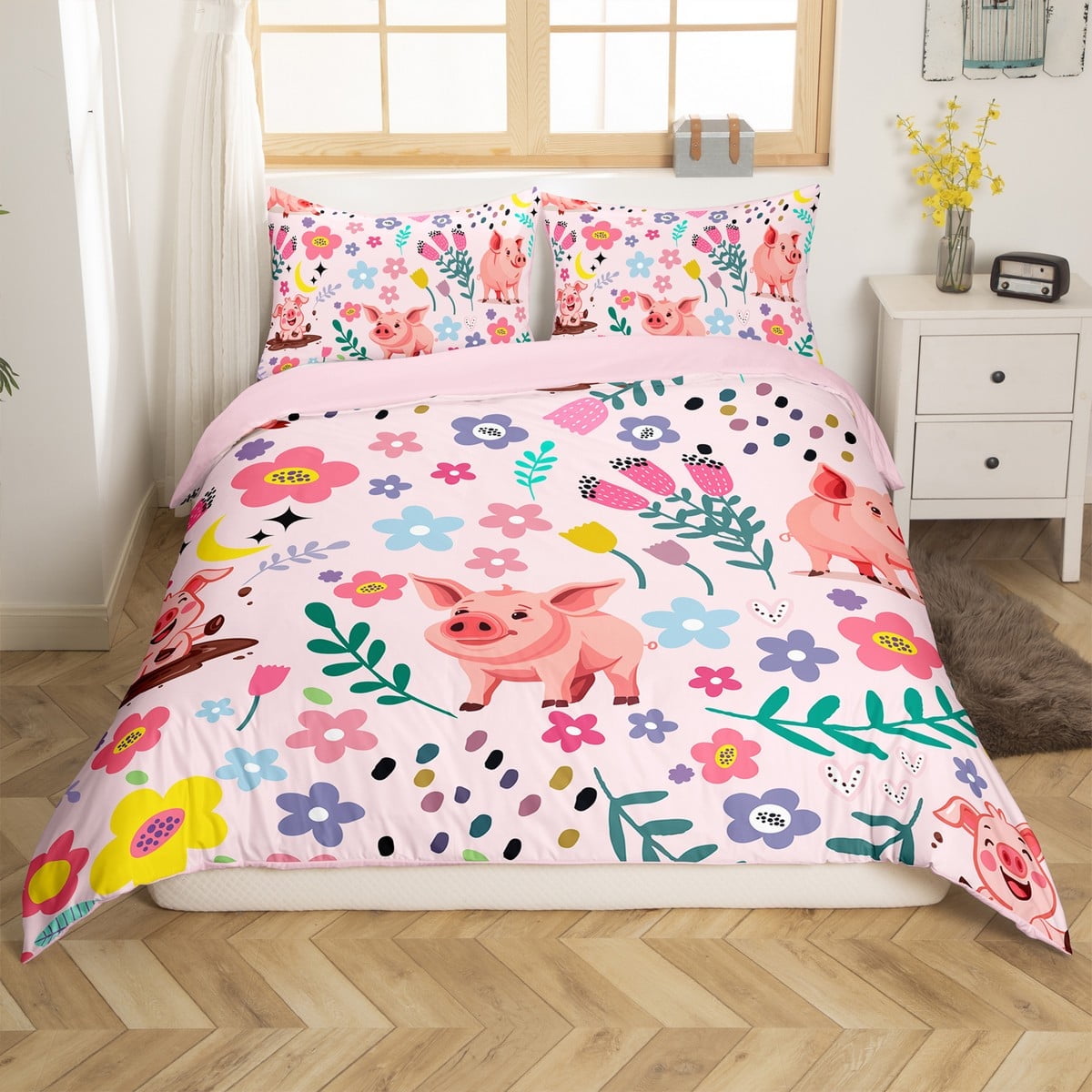 Erosebridal Twin Pig Duvet Cover,Cartoon Animal Bedding Set,Cute Pig ...