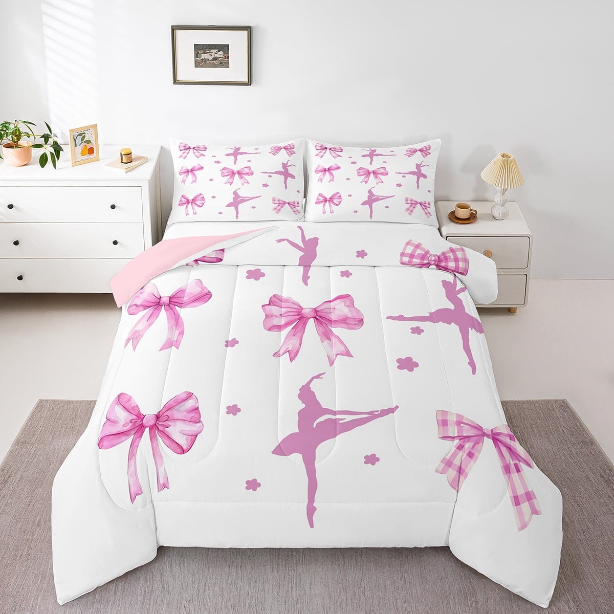 Erosebridal Girly Bow Bedding Twin Comforter Set,Dance Theme Down ...