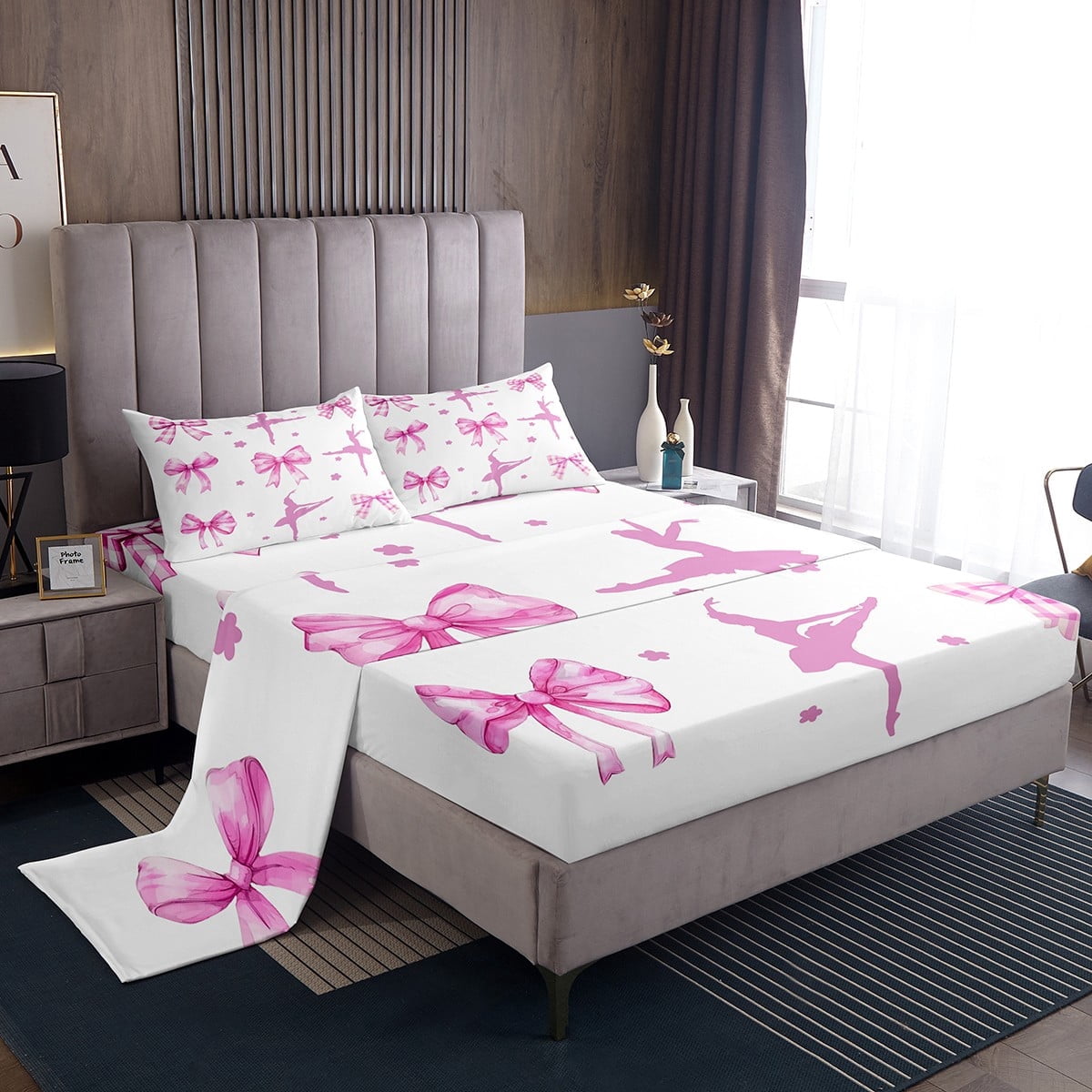 Erosebridal Girly Bow Sheet Set Twin,Dance Theme Bedding Sets Twin Size ...