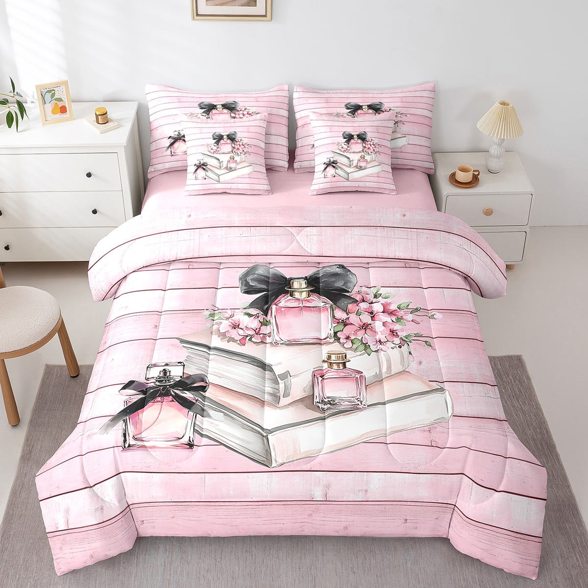 Erosebridal Girly Cosmetics Bedding Sets Queen Size Women, Pastel Pink ...
