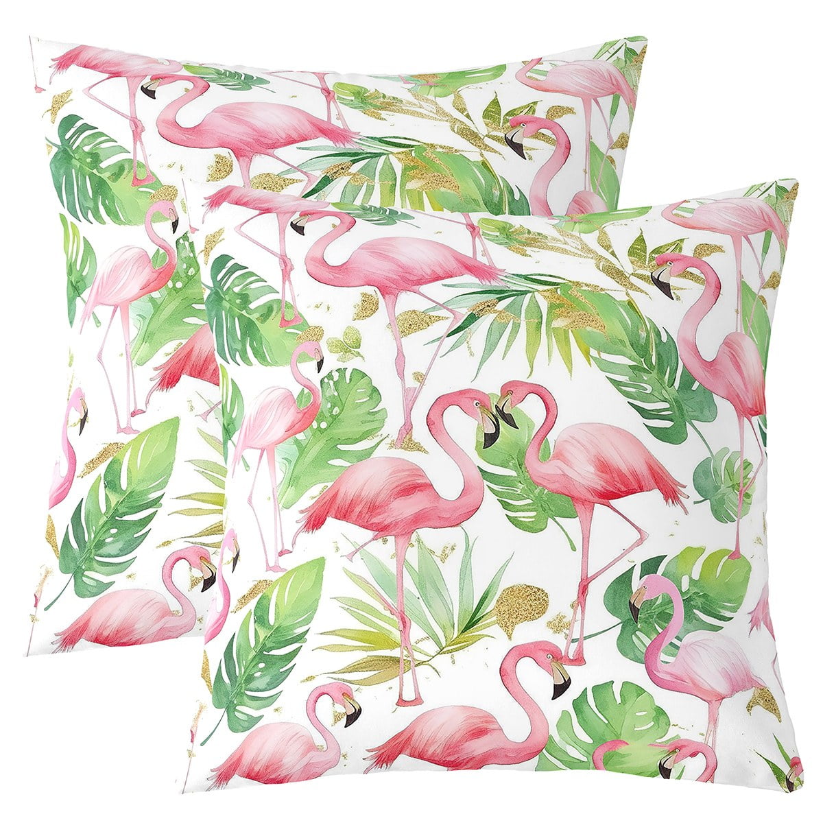 Erosebridal Girly Flamingo Pillow Cases Set of 2 for Girls, Green Palm ...