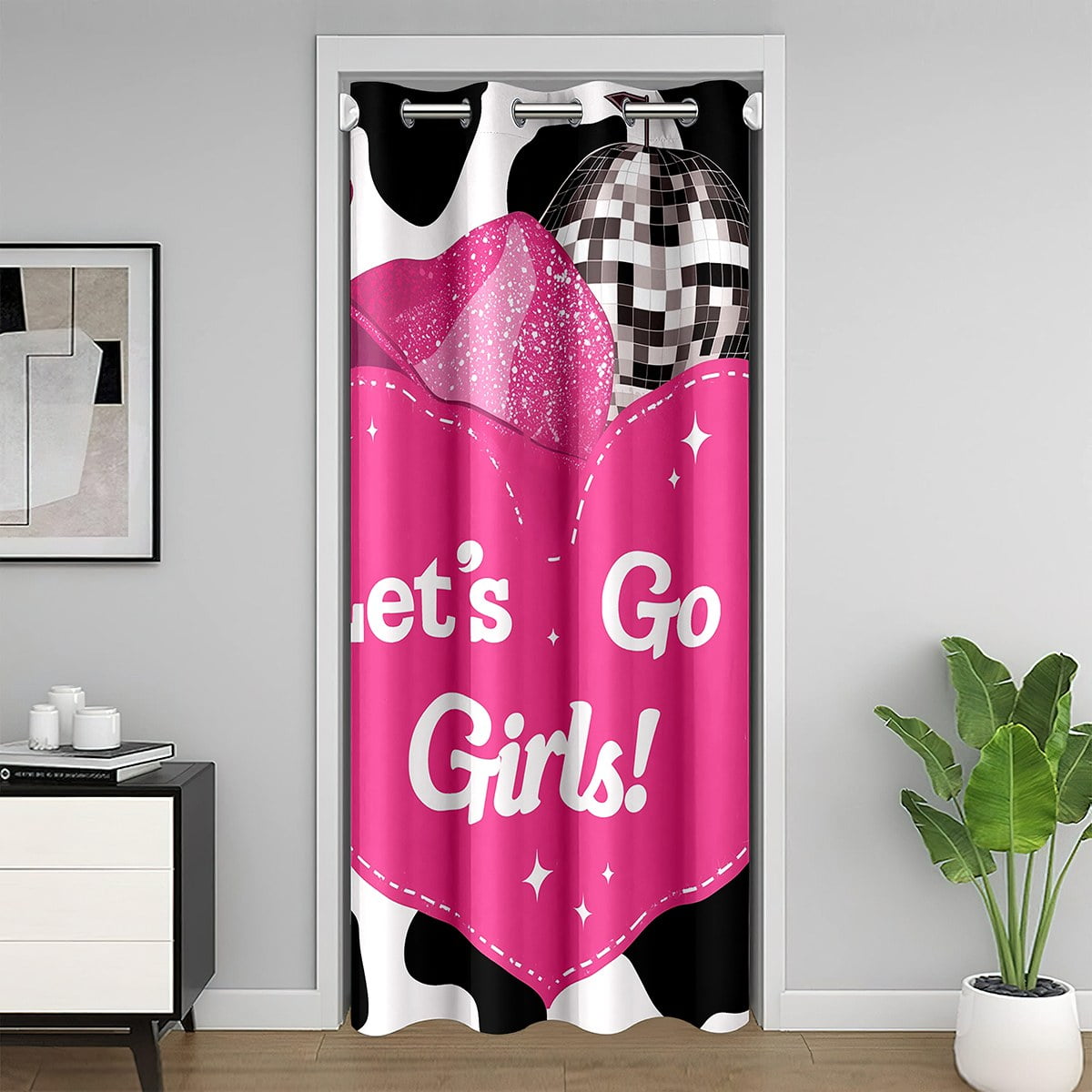 Erosebridal Girly Love Heart Door Curtain Panel 42x80, Cow Print Room ...