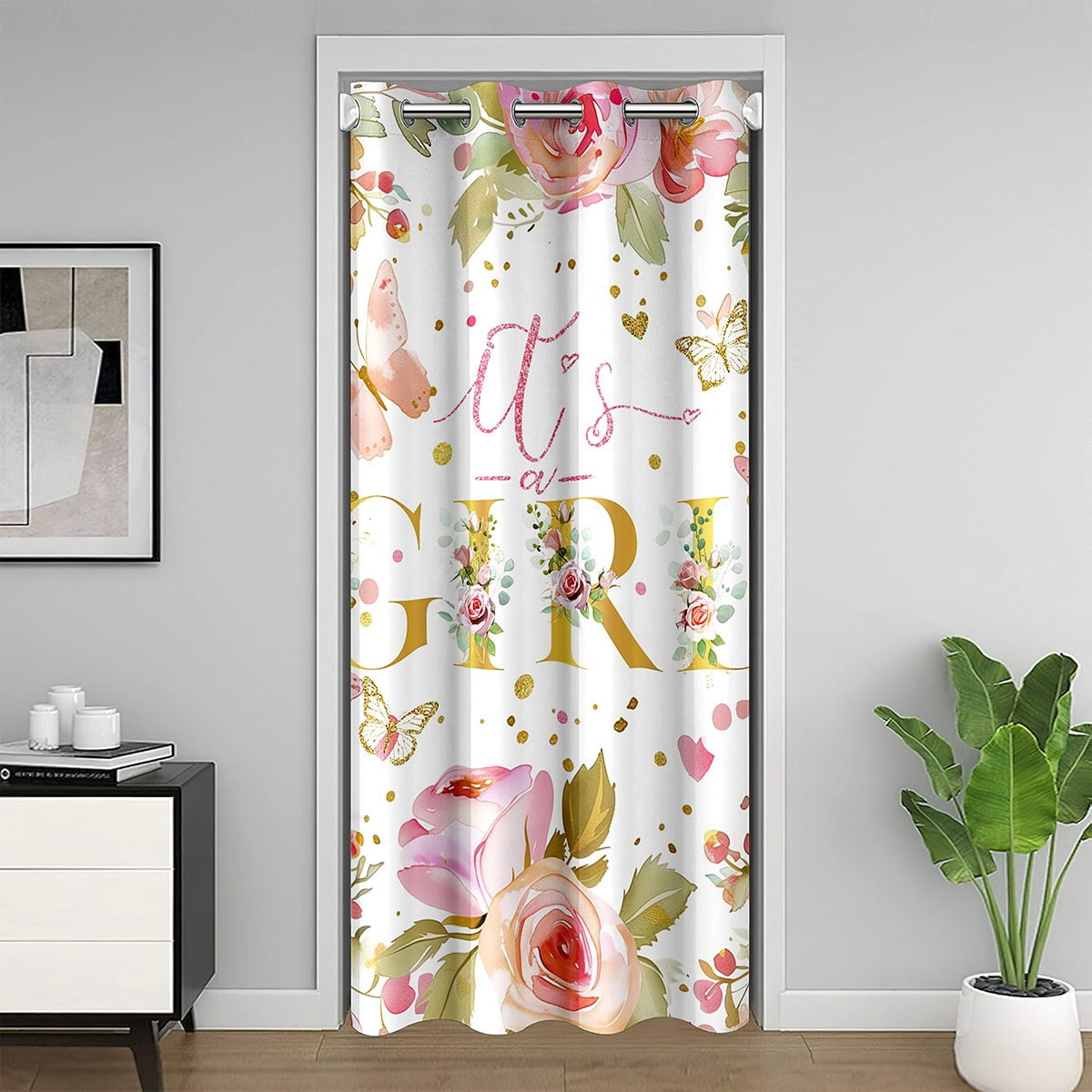 Erosebridal Girly Pink Rose Door Curtain For Door Window 34x80 ...