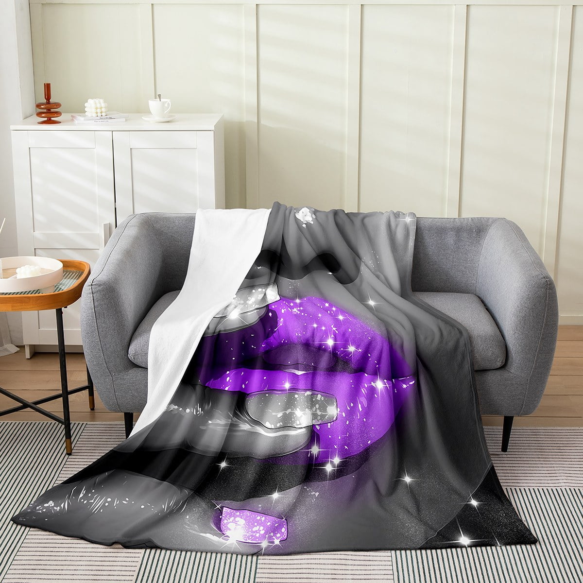 Erosebridal Glitter Lips Throw Blanket for Couch 60x80,Bling Sparkling ...