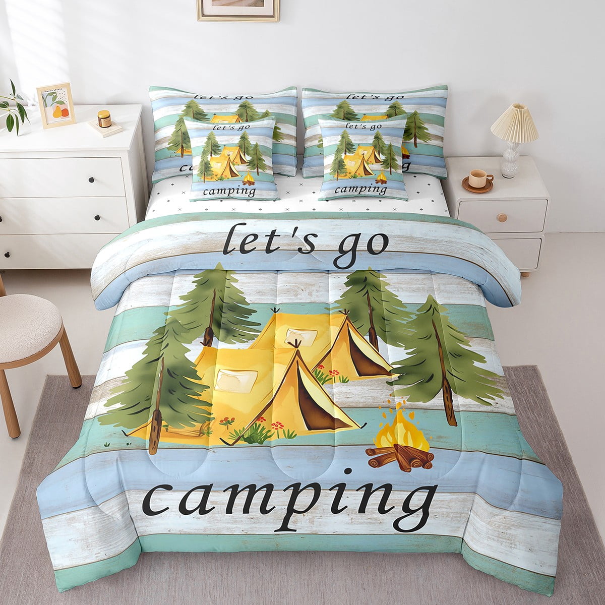 Erosebridal Let's Go Camping Bed in a Bag Full Size, Cartoon Tent ...